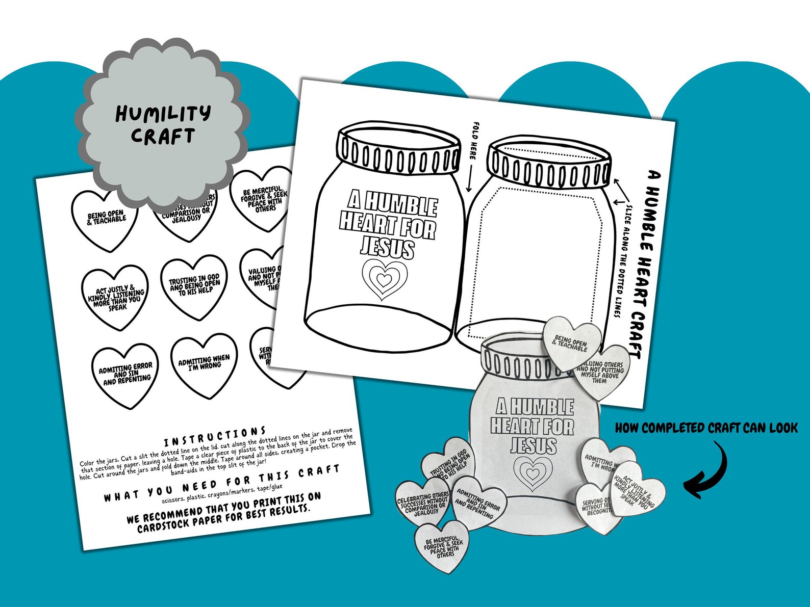 A Humble Heart for Jesus Printable Jar Kid's Craft, Printable Sunday ...