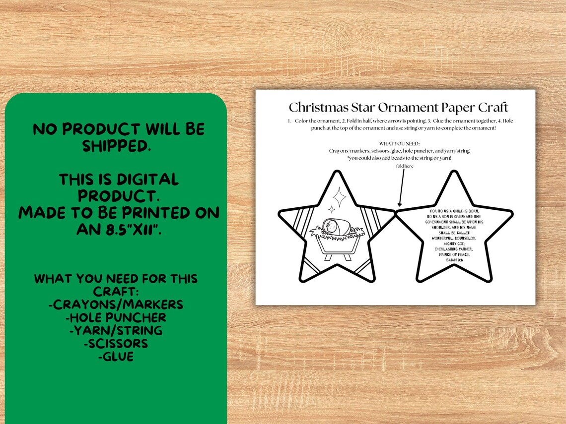 Christmas Kid's Star Ornament Craft, Printable Cut Out and Color ...