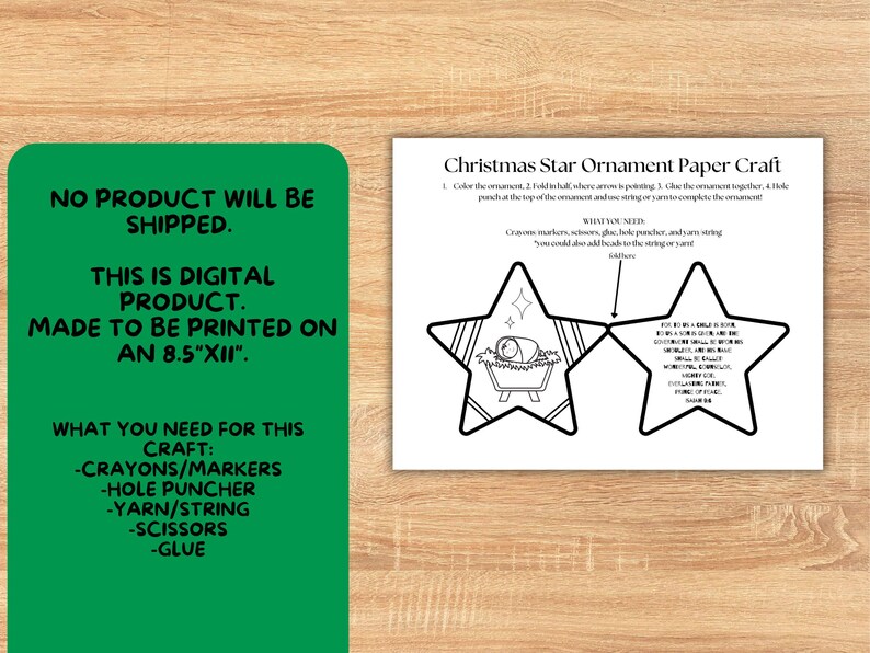Christmas Kid's Star Ornament Craft, Printable Cut Out and Color ...