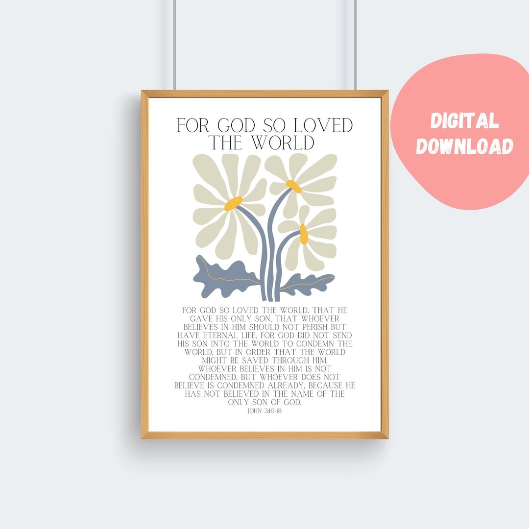 John 3:16-18 for God so Loved the World, Minimalist, Retro and Neutral ...