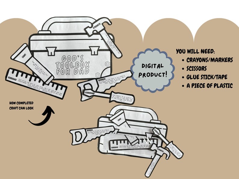 Toolbox for Dad Fathers Day Bible Craft, Sunday School Bible Printable ...