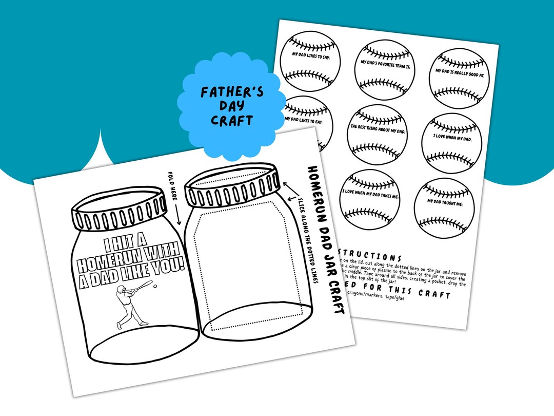 Fathers Day Jar Craft for Kids, Baseball Craft Printable, All About Dad ...