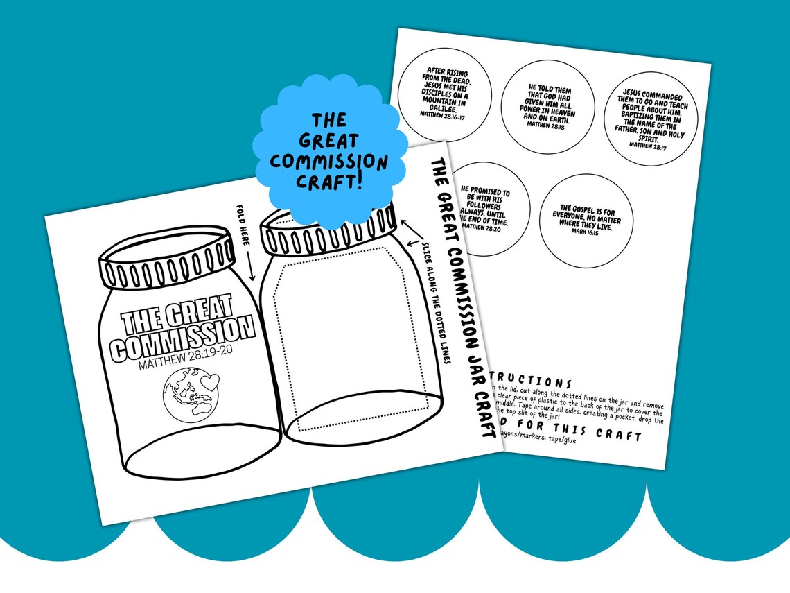 The Great Commission Printable Jar Bible Craft, Printable Bible ...