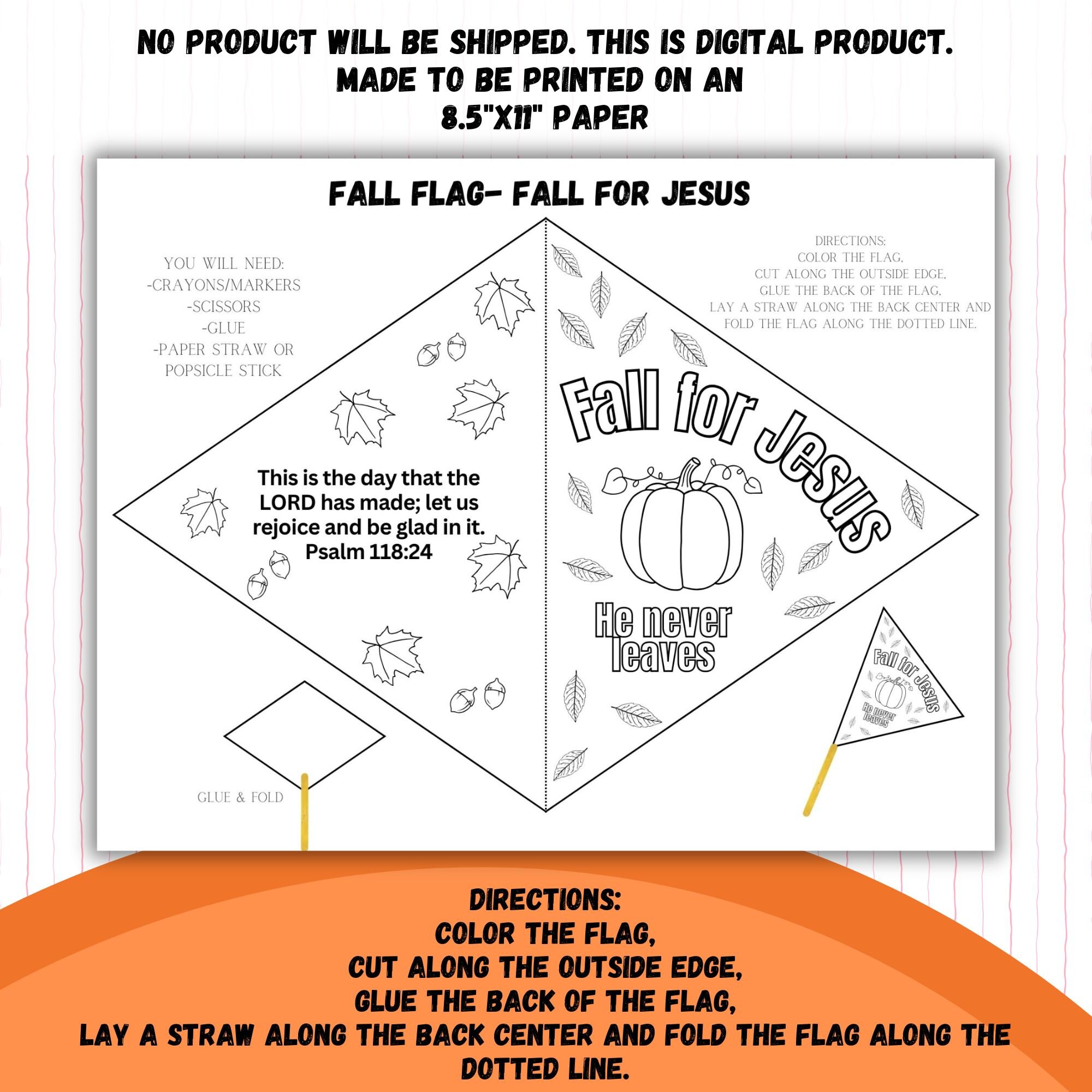 Fall Kid's Craft, Sunday School Coloring Flag, Religious Preschool ...