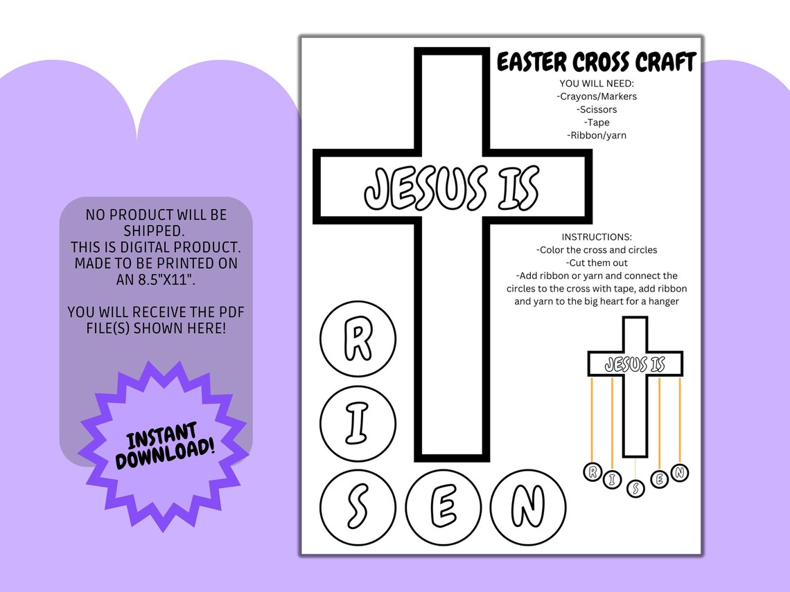 Easter Kid's Cross Craft, Jesus is Risen, Kid's Craft, Sunday School ...