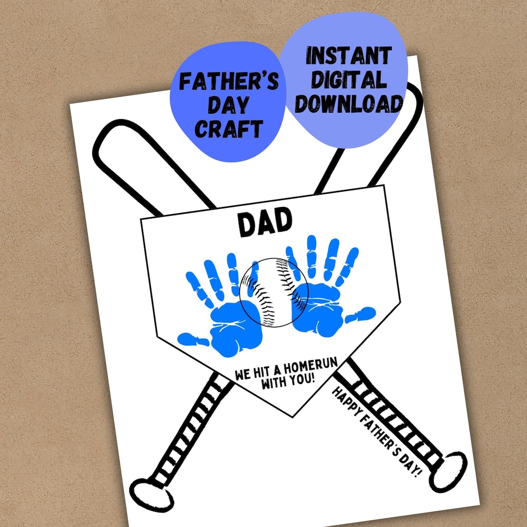 Father's Day Child Handprint Craft Project Baseball We Hit a Homerun ...