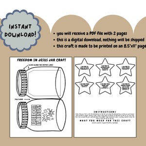 Freedom in Jesus Jar Craft for Kids Classroom Activity, Memorial Day ...