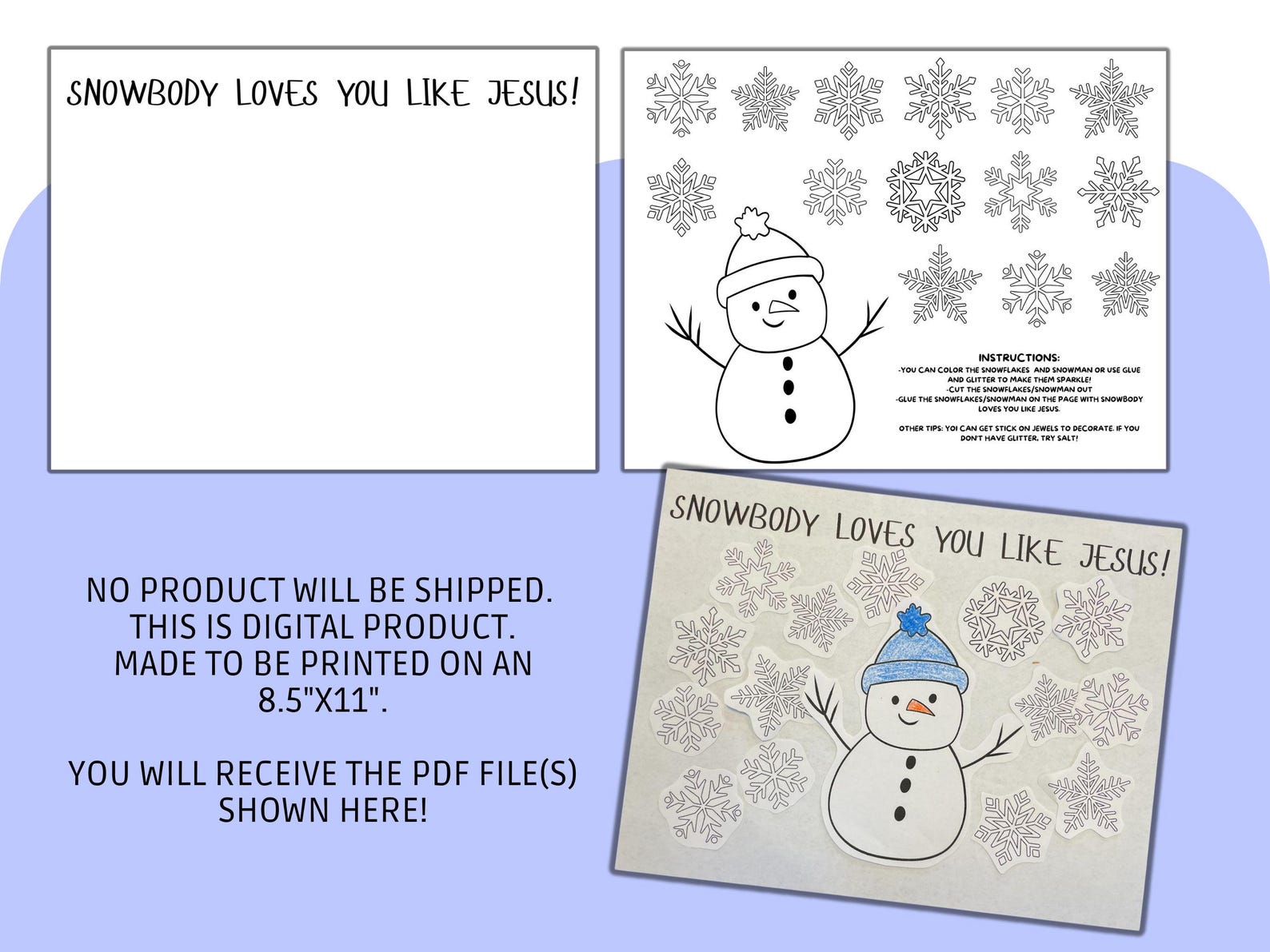 Printable Snowflake Winter Kid's Craft, Snowbody Loves You Like Jesus ...