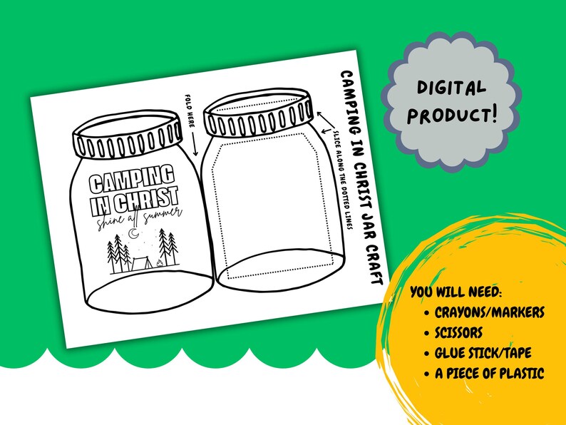 Printable Camping in Christ Craft for Kids, Camping Mason Jar Activity ...