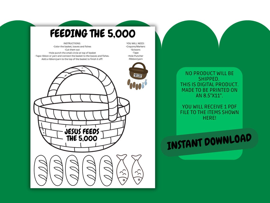 Feeding the 5,000 Craft, Bible Story, Sunday School, Feeding the Five ...