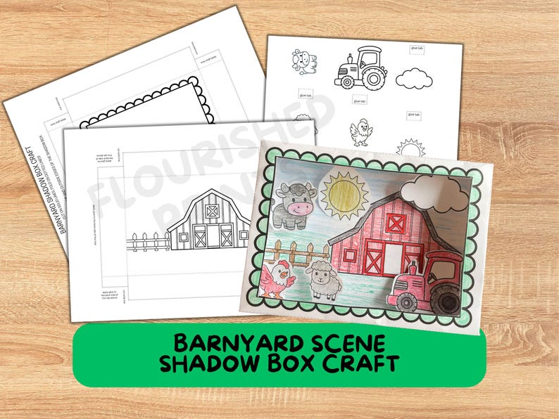 Barnyard Shadow Box Craft Printable | Farm Animals 3D Paper Craft ...