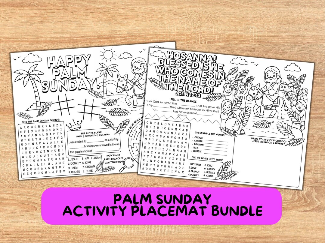 Palm Sunday Activity Placemats Bundle | Holy Week & Easter Crafts for ...