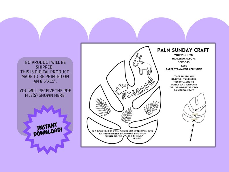 Palm Sunday Easter Week Palm Leaf Craft, Kid's Craft, Sunday School ...