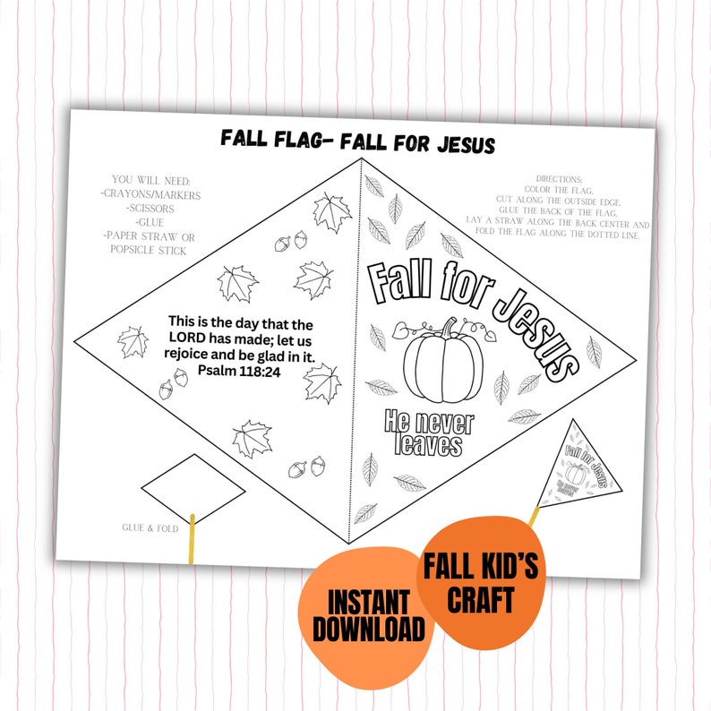 Fall Kid's Craft, Sunday School Coloring Flag, Religious Preschool ...