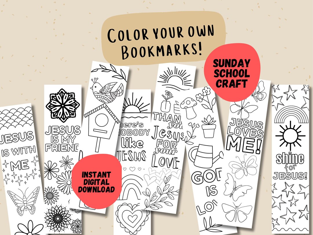 Printable Kid's Bookmarks, Religious Craft, Kids Coloring Bookmarks ...