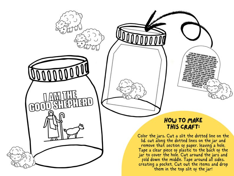 The Good Shepherd Bible Jar Craft, John 10:11-16 Bible Lesson, Sunday ...