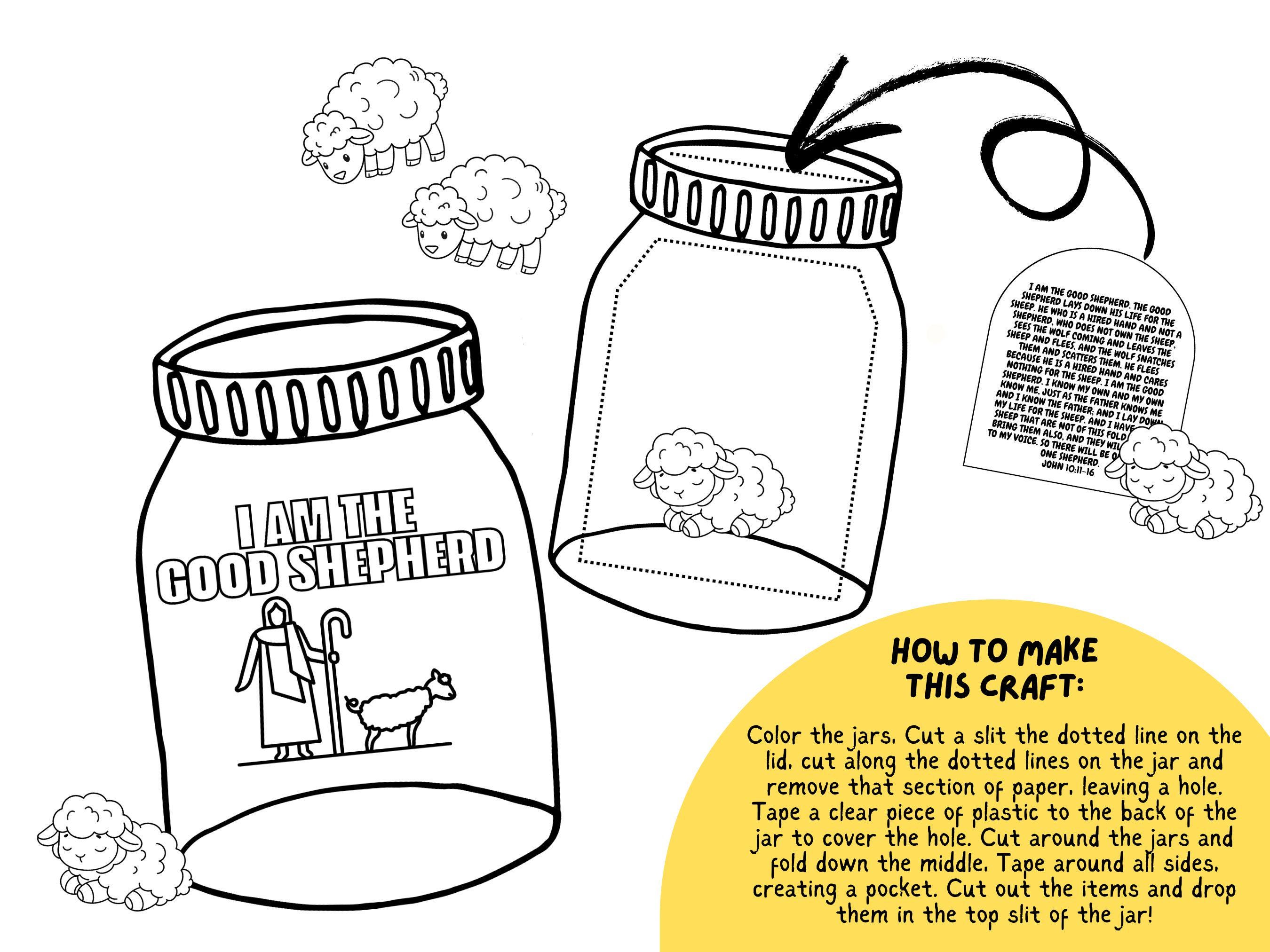 I Am the Good Shepherd Jar Craft Printable | Christian Kids Craft ...