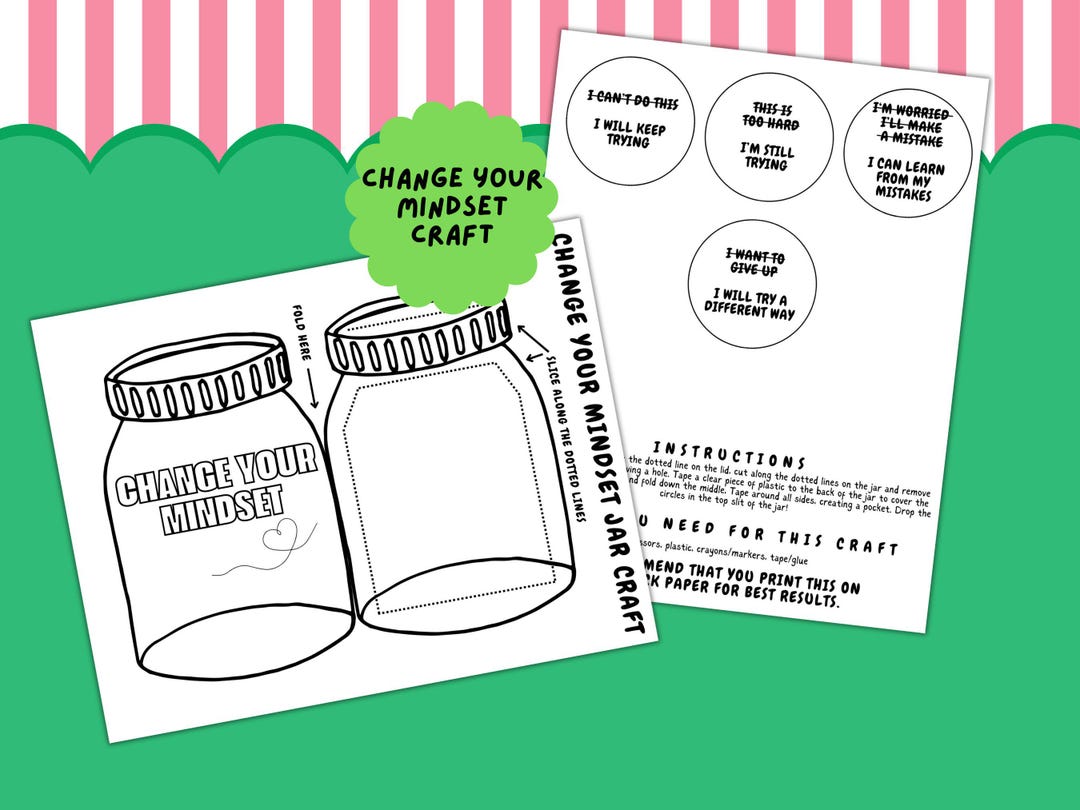 Printable Change Your Mindset Craft for Kids, Positive Thinking Mason ...