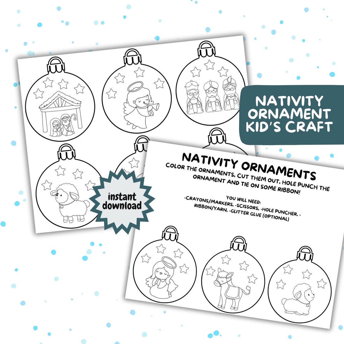 Christmas Nativity Scene Ornaments Kid's Craft, Cut and Color Craft ...