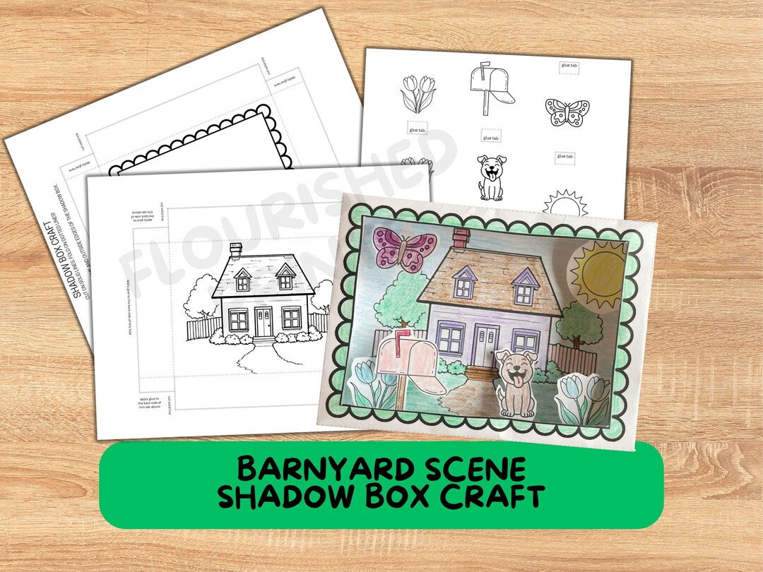Town House Shadow Box Craft • Printable 3D Coloring Scene • Kids Paper ...