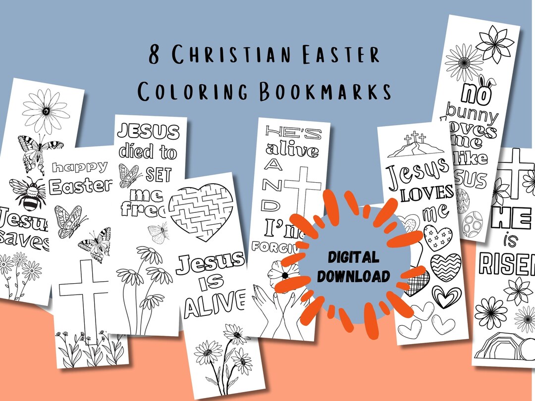 8 Easter Coloring Bookmarks, Religious Sunday School Kids Craft ...