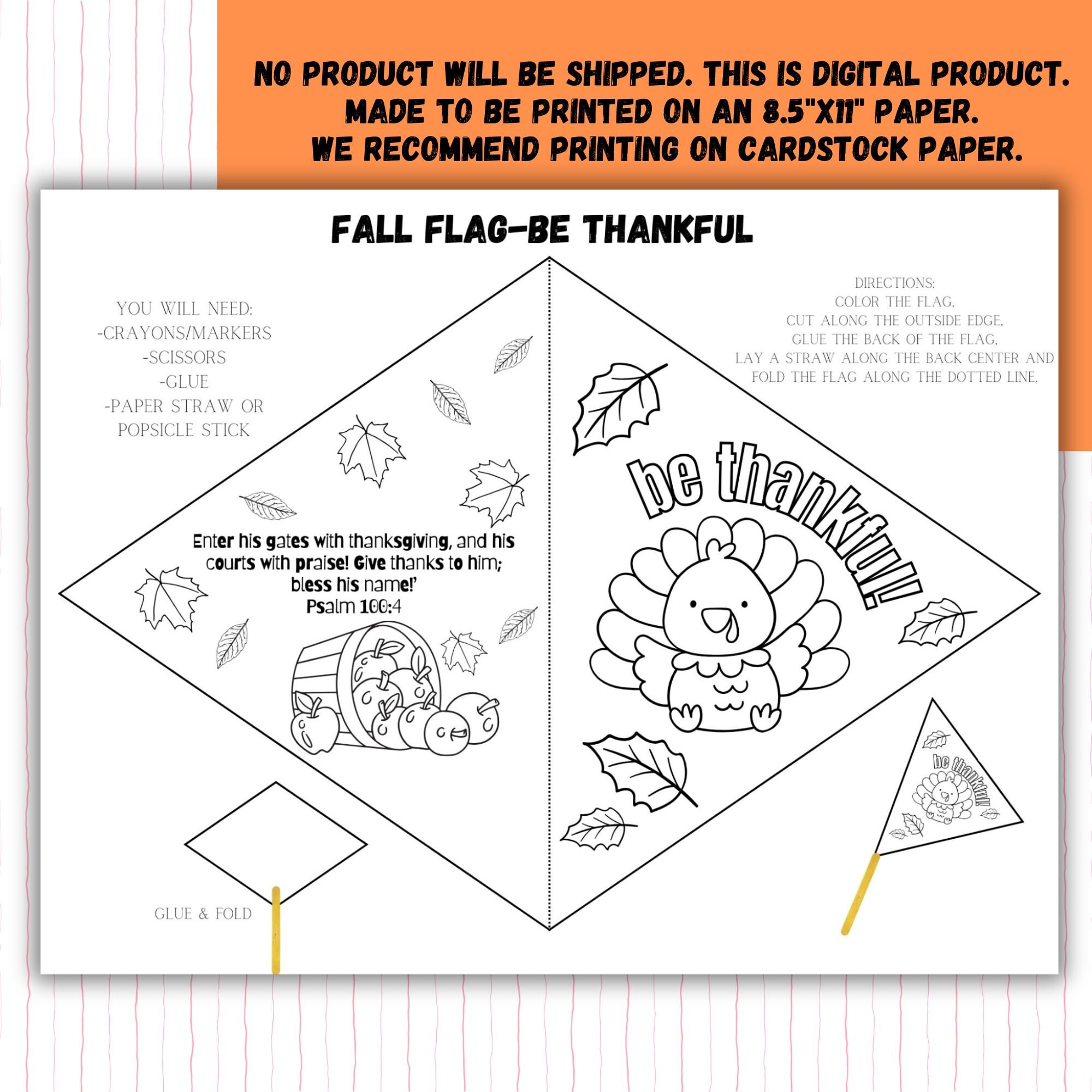 Fall Kid's Craft, Sunday School Coloring Flag, Religious Craft ...