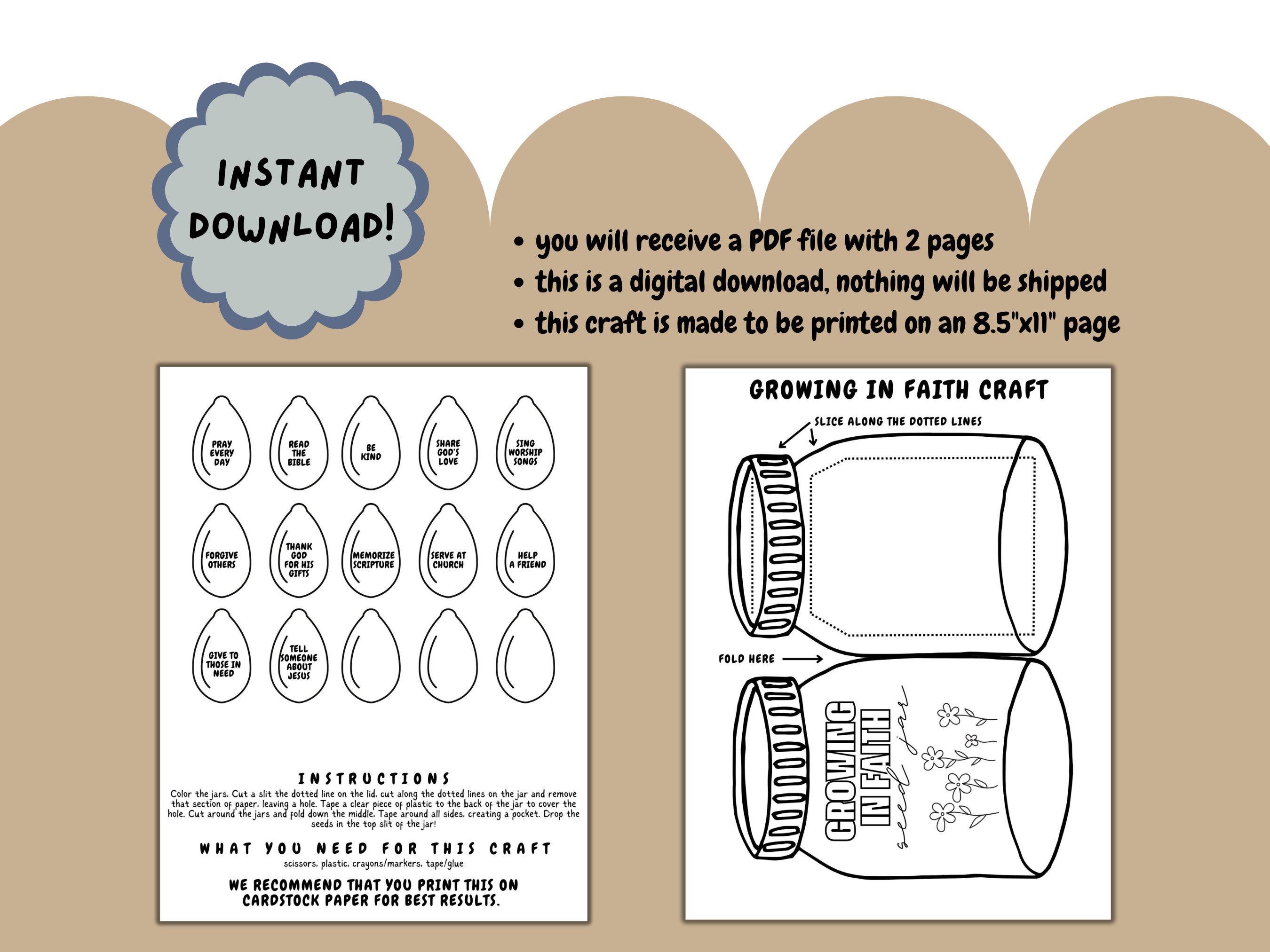 Growing in Faith Printable Kid's Jar Craft, How to Grow in Faith Craft ...