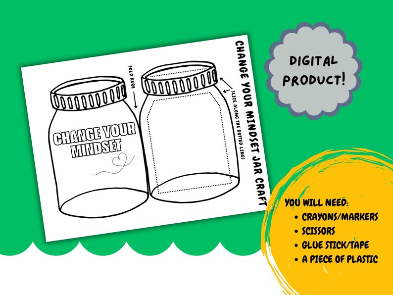 Printable Change Your Mindset Craft for Kids, Positive Thinking Mason ...