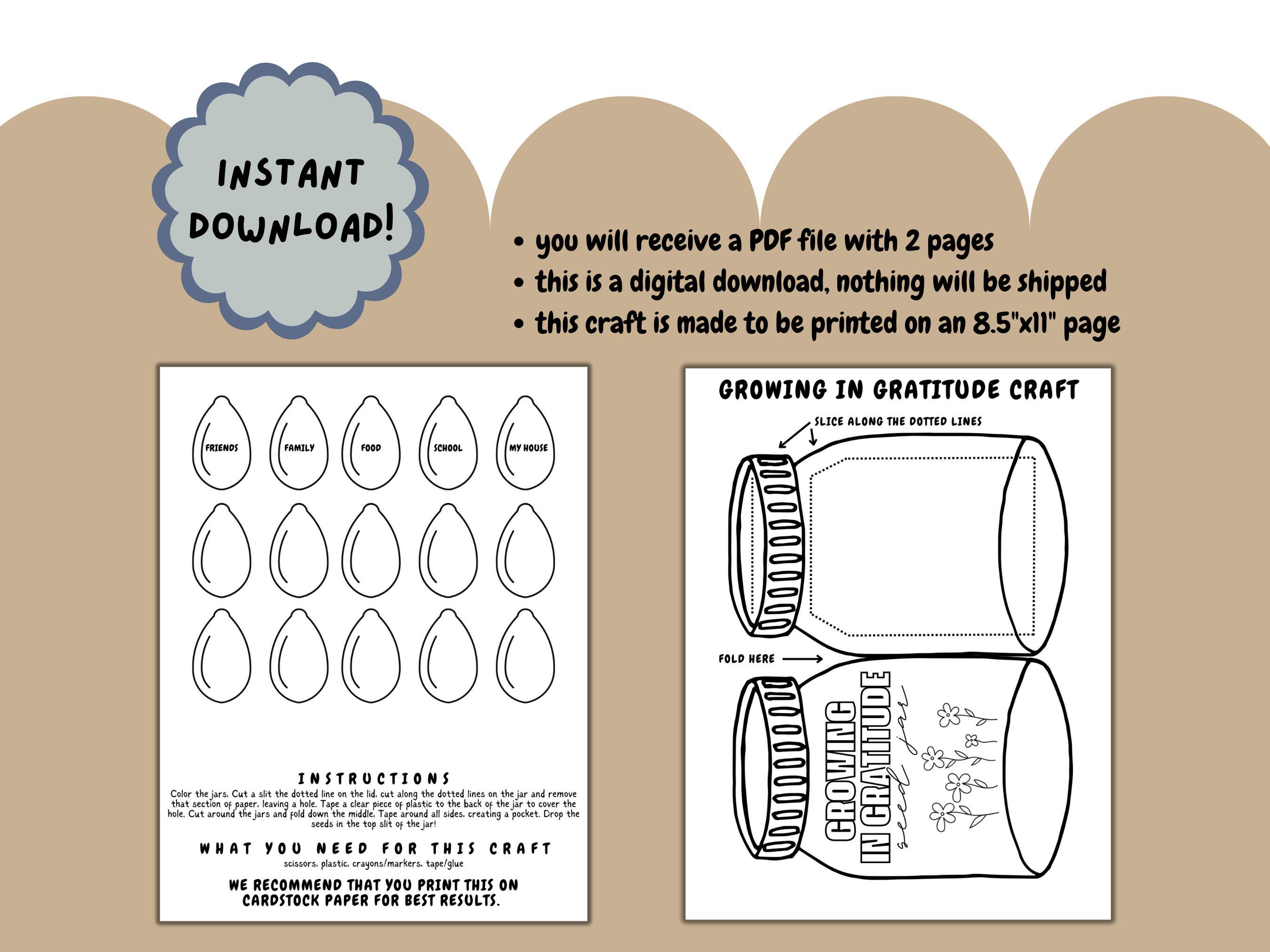 Growing in Gratitude Seed Flower Jar Printable Craft for Kids, Sunday ...