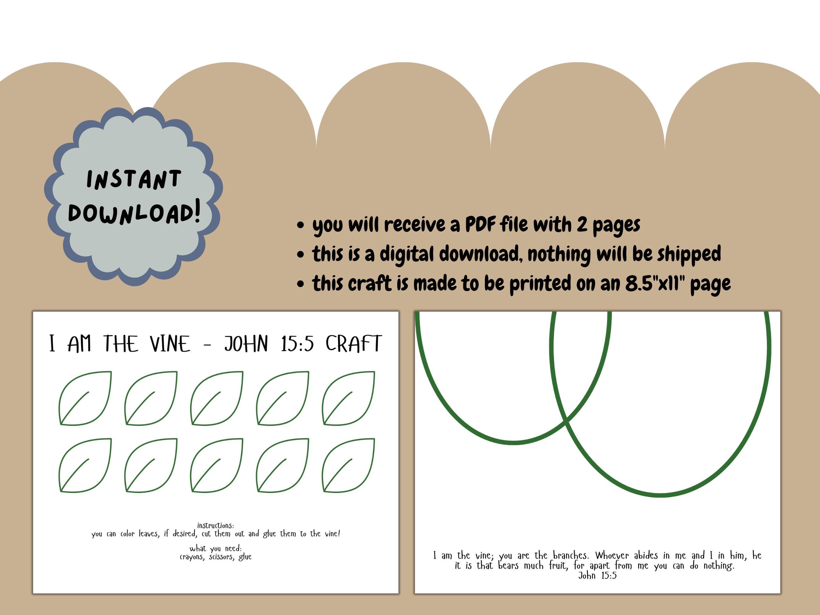 I Am the Vine You Are the Branches Printable Kid's Craft, John 15:5 ...