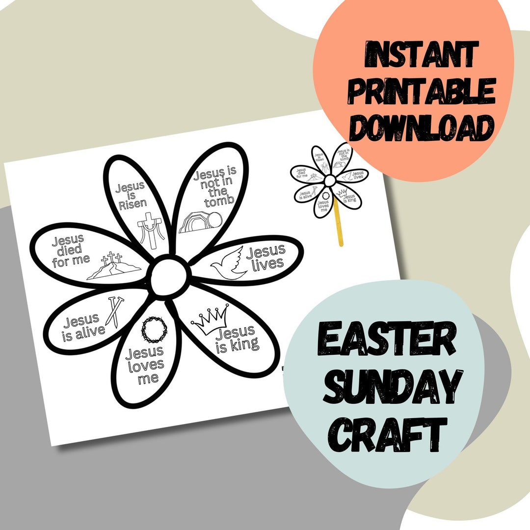 Easter Flower Craft Sunday School Coloring Flags Kids Craft Project ...
