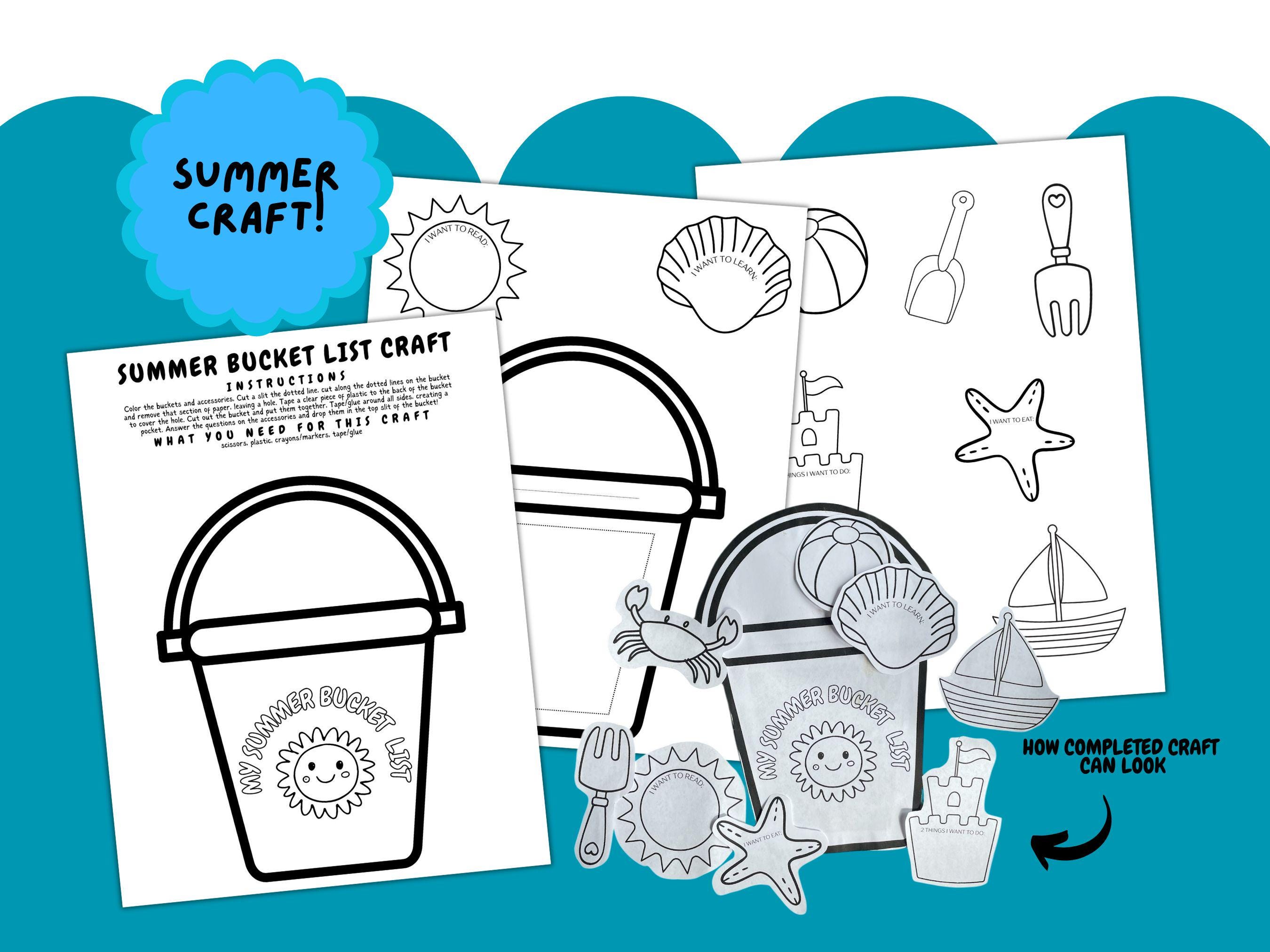 Summer Bucket List Printable Craft, Bucket and Sand Toys, Summer ...