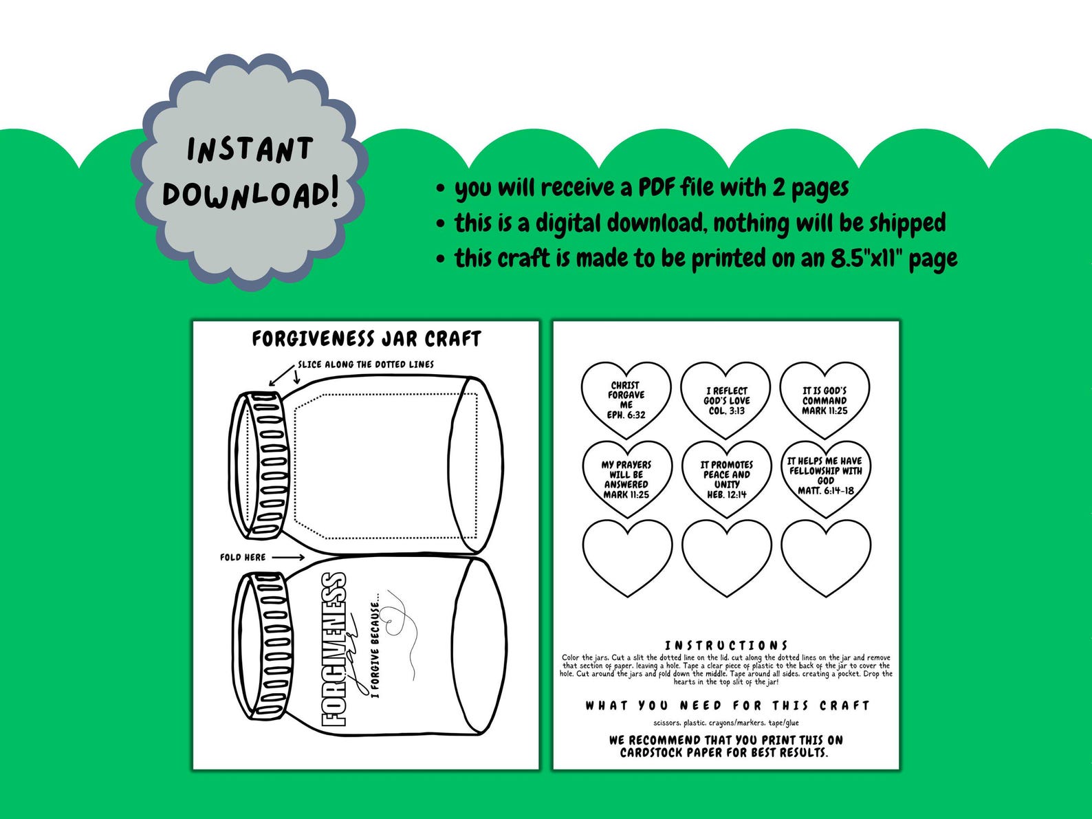 Printable Forgiveness Craft for Kids, Forgiveness Jar Activity ...