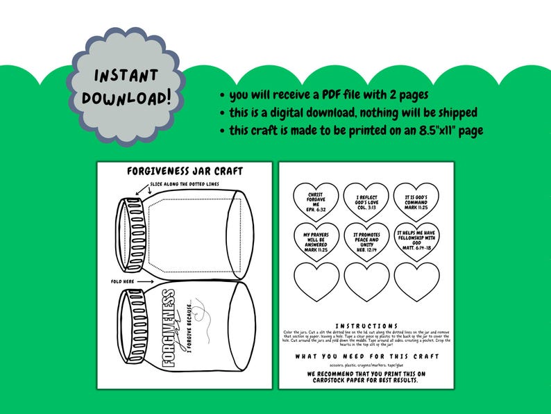 Printable Forgiveness Craft for Kids, Forgiveness Jar Activity ...