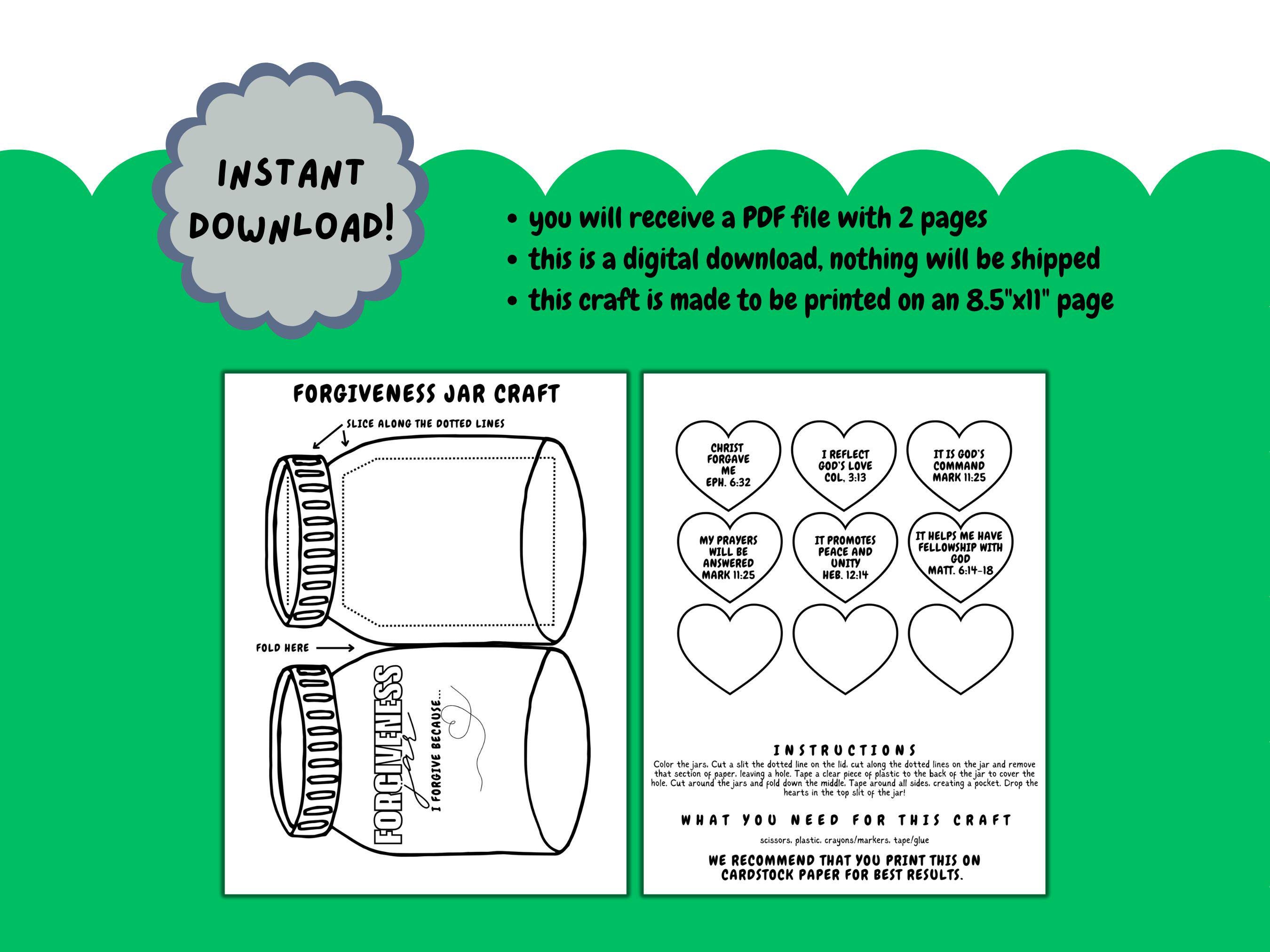 Printable Forgiveness Craft for Kids, Forgiveness Jar Activity ...