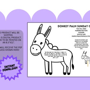 Palm Sunday Easter Week Donkey Craft, Kid's Craft, Sunday School Craft ...
