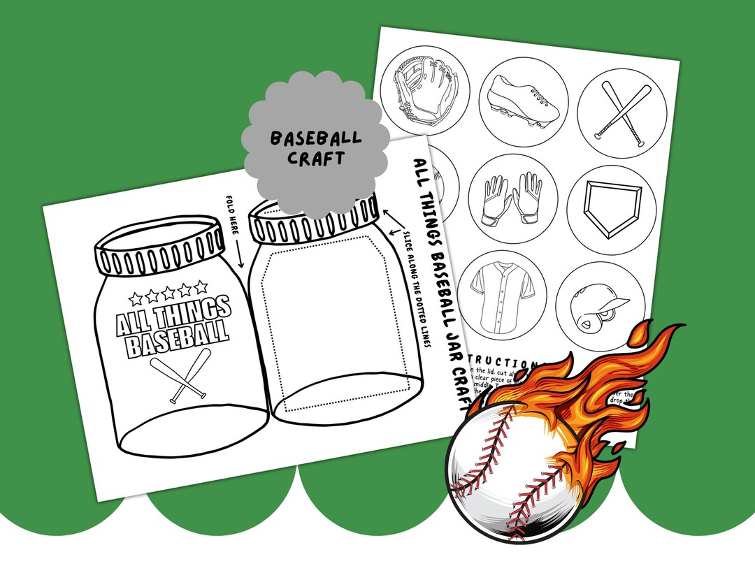 Baseball Coloring Printable Jar Craft, Birthday Baseball Craft, Boys ...