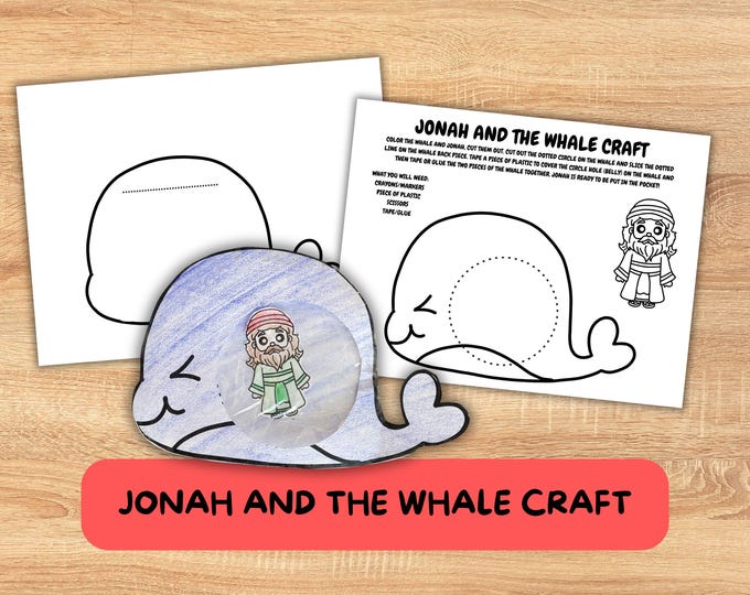 Jonah and the Whale Craft Kit – Instant Download, Great for Christian ...