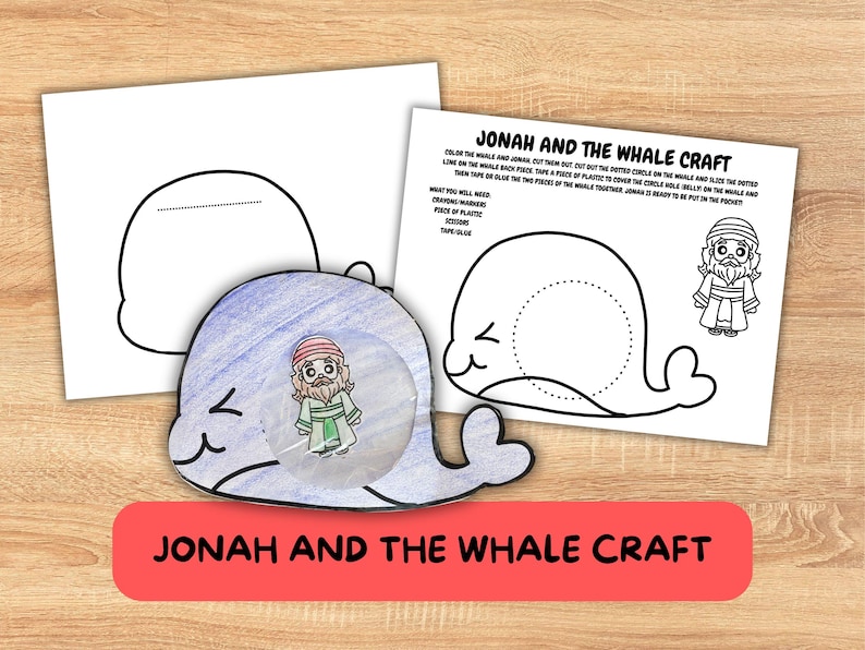 Jonah and the Whale Printable Craft for Kids | Bible Story Activity for ...