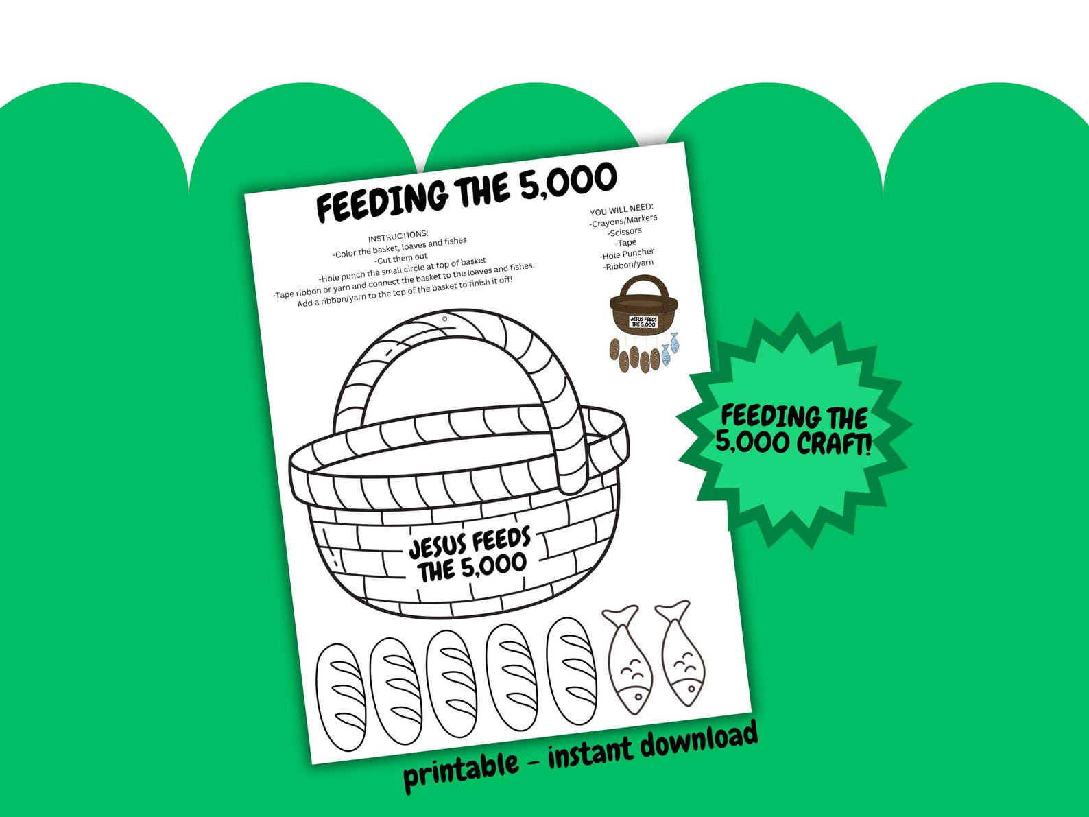 Feeding the 5,000 Craft, Bible Story, Sunday School, Feeding the Five ...