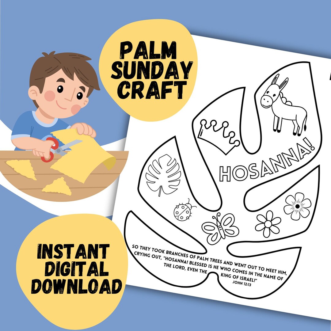 Palm Sunday Sunday School Kids Art Craft Homeschool Coloring Religious ...