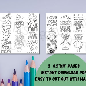Christian Mothers Day Coloring Bookmarks for Kids, Mothers Day ...