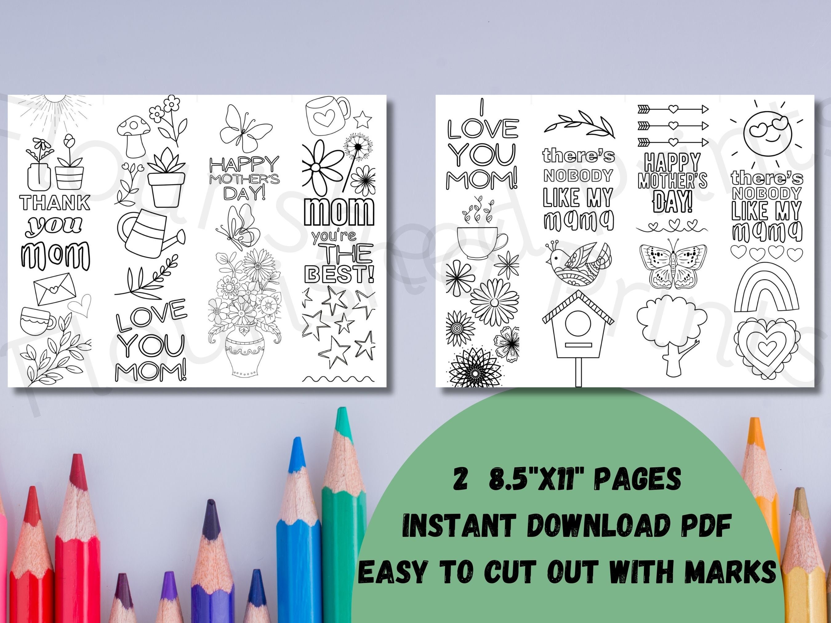 Christian Mothers Day Coloring Bookmarks for Kids, Mothers Day ...