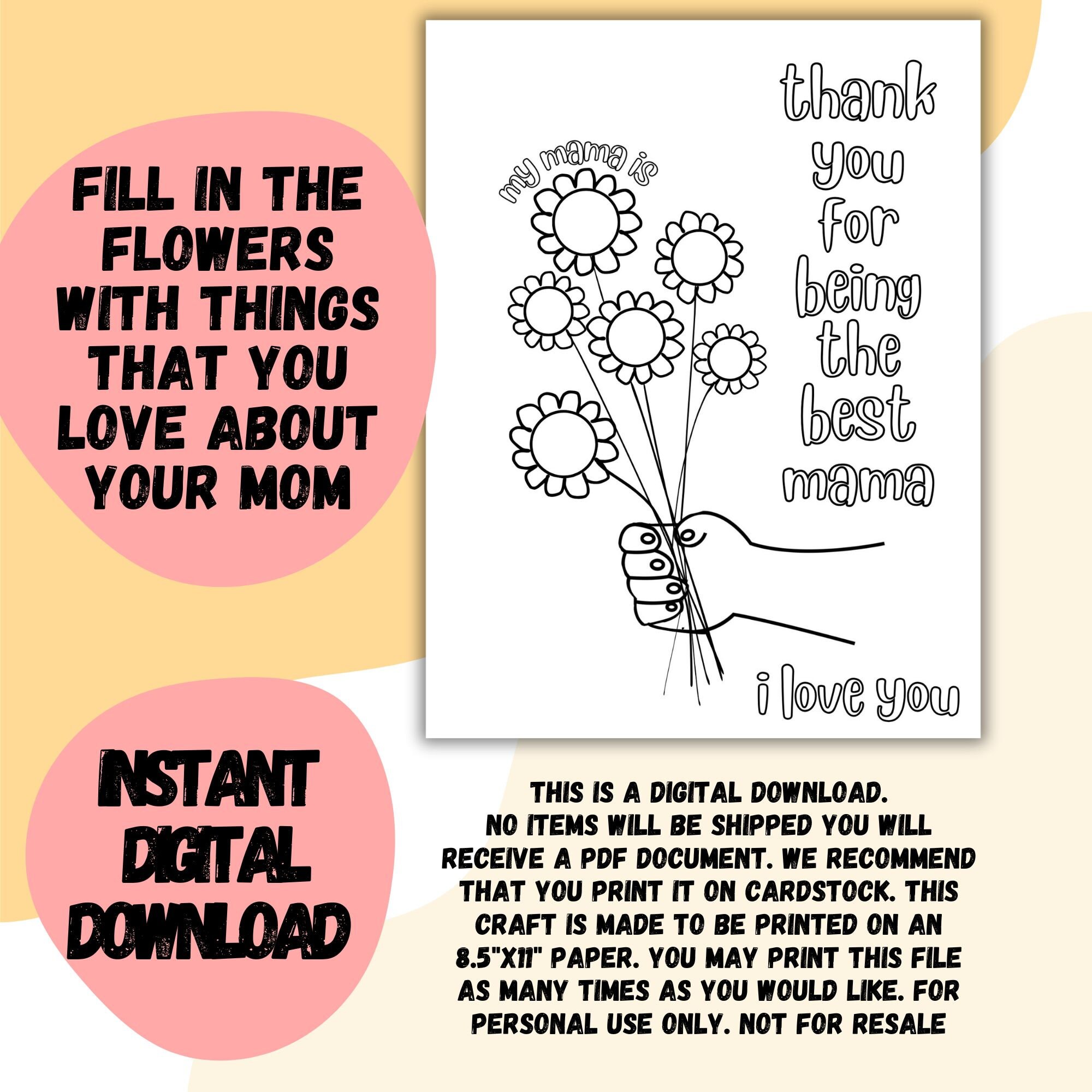 Mother's Day Printable Project Preschool Flower Bouquet All About My ...