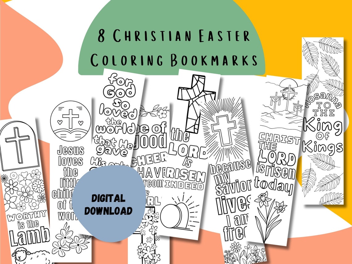 Printable Easter Coloring Bookmarks, Pack of 8 Religious Bookmarks ...