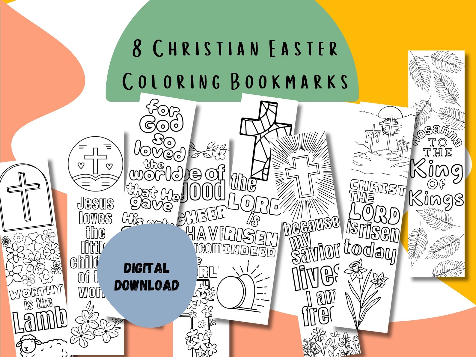 Printable Easter Coloring Bookmarks, Pack of 8 Religious Bookmarks ...