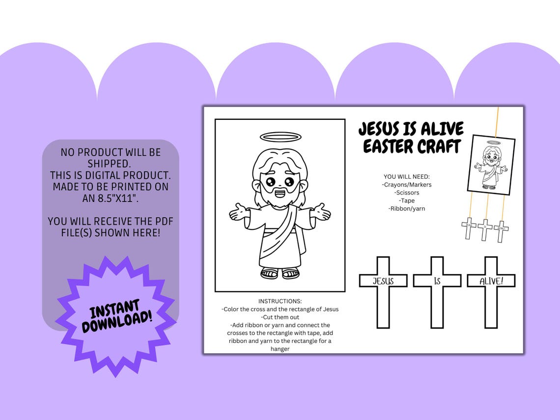 Easter Cross Kid's Craft, Sunday School Craft, Printable Easter ...