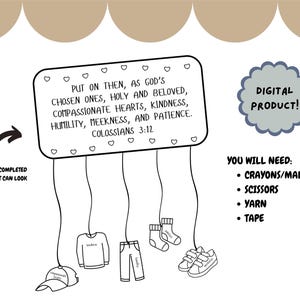 Colossians 3:12 Printable Craft for Kids, Put on Then Compassionate ...