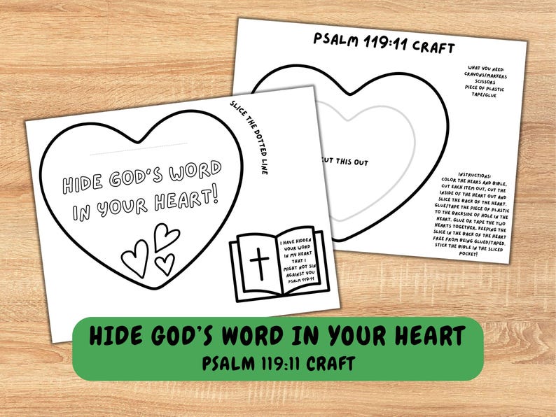 Hide God’s Word in Your Heart Craft | Psalm 119:11 Bible Craft | Heart ...