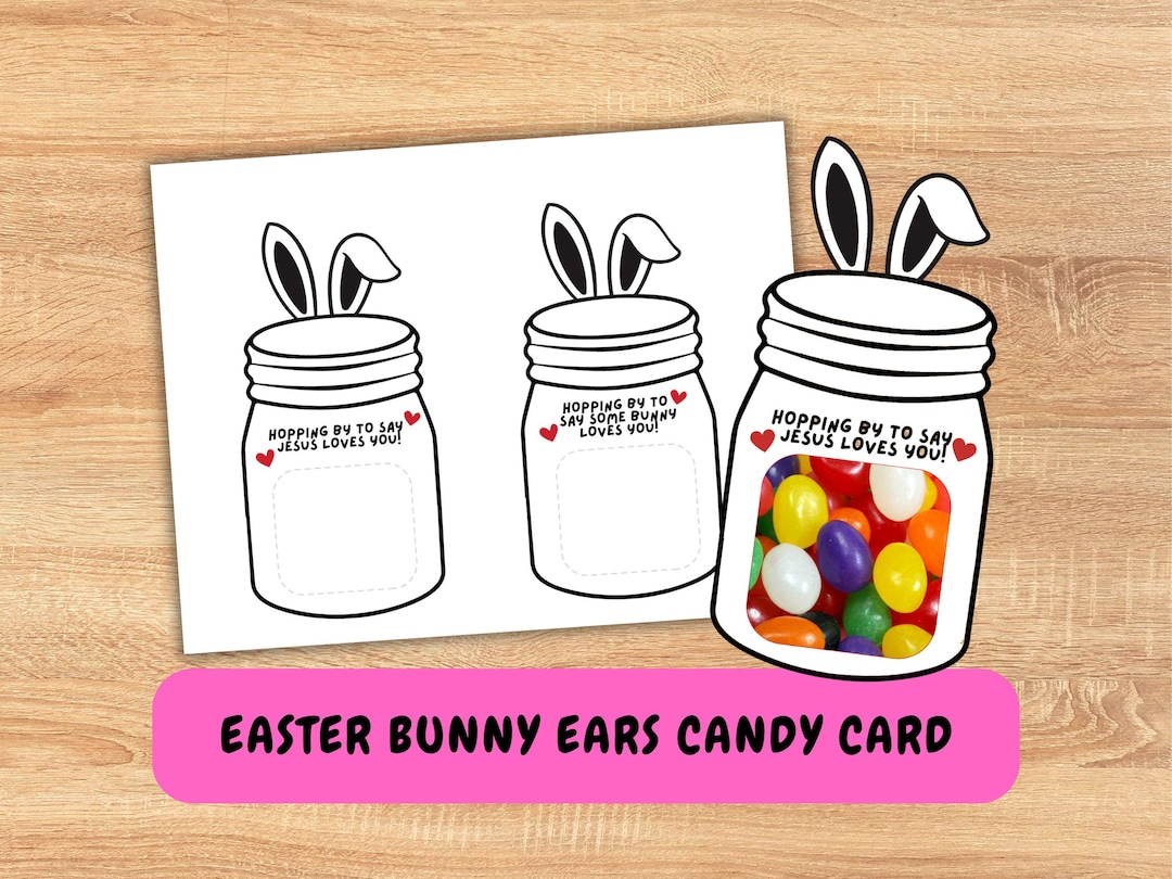 Editable Easter Candy Card Printable | Bunny Jar Candy Holder Craft ...